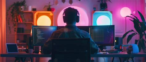 Premium Photo A Programmer Immersed In A Coding Session At A Home