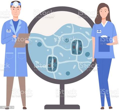 생물 학자들은 식물 세포의 구조를 연구합니다 실험실에서 녹색 샘플을 사용한 생물학적 연구 Dna에 대한 스톡 벡터 아트 및 기타 이미지 Dna 건강관리와 의술 건축물