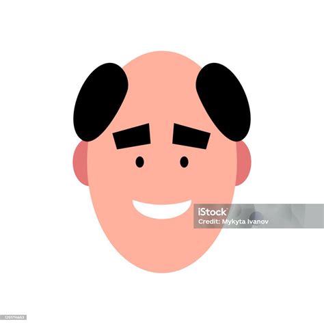 웃는 남자의 벡터 일러스트 잘 생긴 쾌활한 얼굴의 초상화 성인의 아바타 프로필 신분증 사진 인간의 대담한 머리 일러스트 과학자에 대한 스톡 벡터 아트 및 기타 이미지