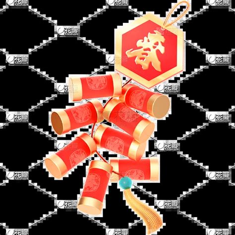 新年新春春节龙年喜庆中式红色3d鞭炮元素素材素材 花瓣网