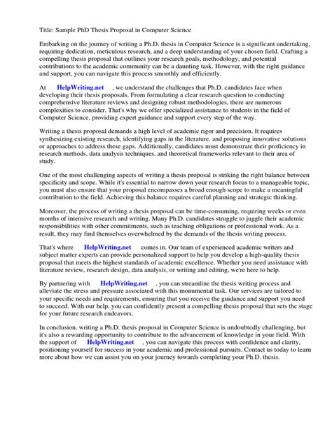 Sample Phd Thesis Proposal Computer Science Pdf Thesis Doctor Of Philosophy