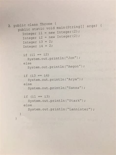 Solved 2 Public Class Throne Public Static Void Main