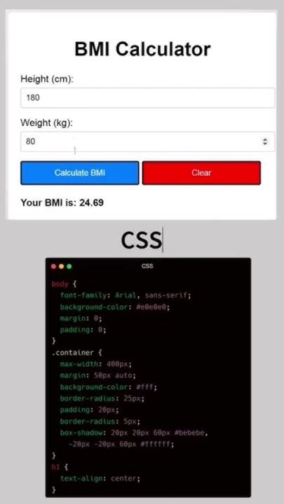 Bmi Calculator Using Javascriptprogramming Programming Html Youtube