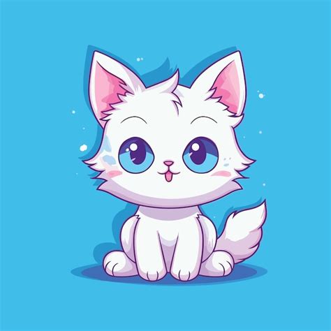 귀여운 고양이 만화 아이콘 벡터 일러스트 레이 션 프리미엄 벡터