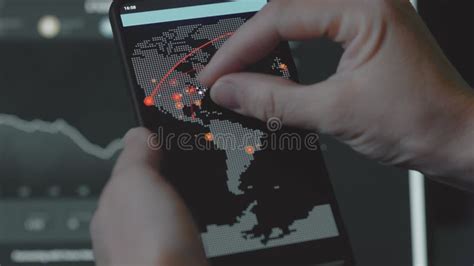 Cyber Attack Cyber Security And Global Network Concept World Map On Mobile Phone Showing Cyber