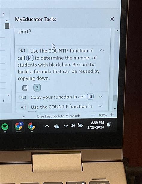 solved myeducator tasksshirt4 1 ﻿use the countif function