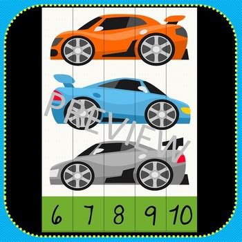 Vehicles Pre K Counting Puzzles Cars Number Puzzles Missing Numbers