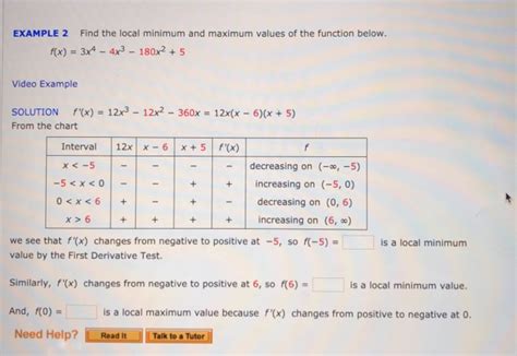 solved example 2 find the local minimum and maximum values