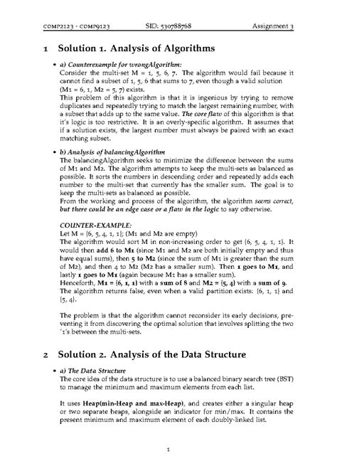 Comp2123 Assignment 3 1 Solution 1 Analysis Of Algorithms A Counterexample For