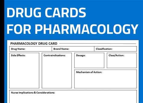 Drug Cards For Pharmacology Nursing Student Drug Card Book