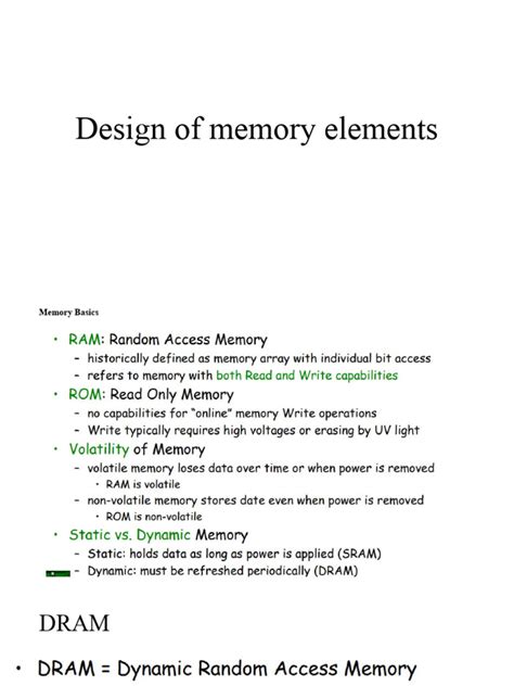 Design Of Memory Elements Pdf Dynamic Random Access Memory