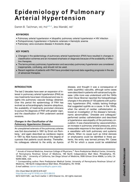 Epidemiology Of Pulmonary Hypertension Pdf Heart Failure Hypertension