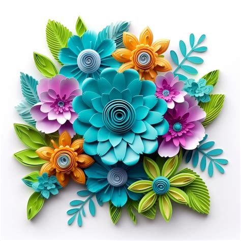 Premium Photo There Is A Paper Flower Arrangement With Many Different