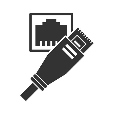 Vector Illustration Of Ethernet Cable Icon In Dark Color And White
