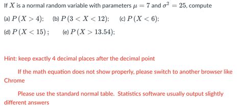 solved if x is a normal random variable with parameters μ 7