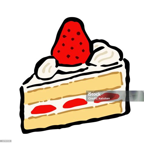 딸기 쇼트케이크 일러스트 잉크와 브러시로 손으로 그린 일러스트레이션과 같은 일러스트레이션 귀여운에 대한 스톡 벡터 아트 및 기타 이미지 귀여운 낙서 드로잉 단순함