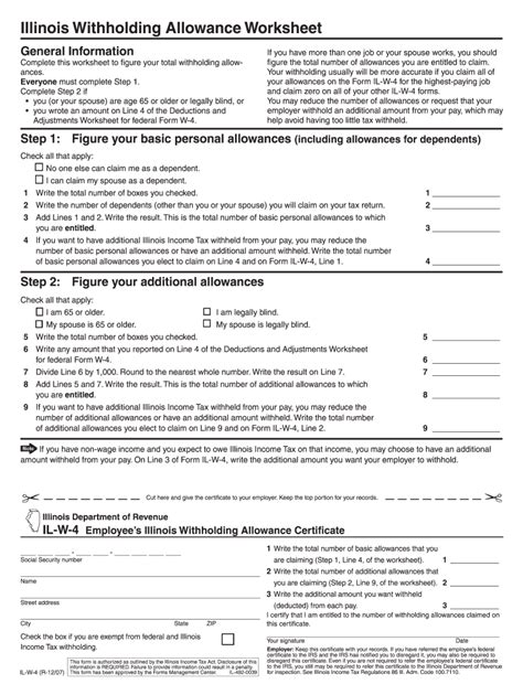 Il Il W 4 2007 Fill Out Tax Template Online Us Legal Forms