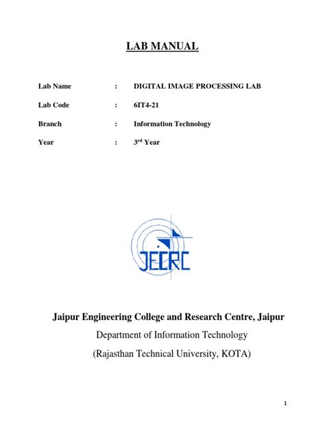 Dip Lab Manual Final Pdf Engineering Signal Processing