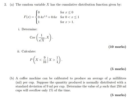 2 A The Random Variable X Has The Cumulative Distribution Function