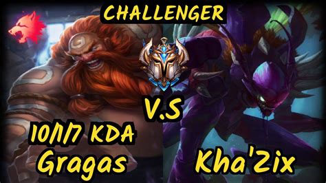 Rog Nji Gragas Vs Khazix 1017 Kda Jungle Challenger Gameplay