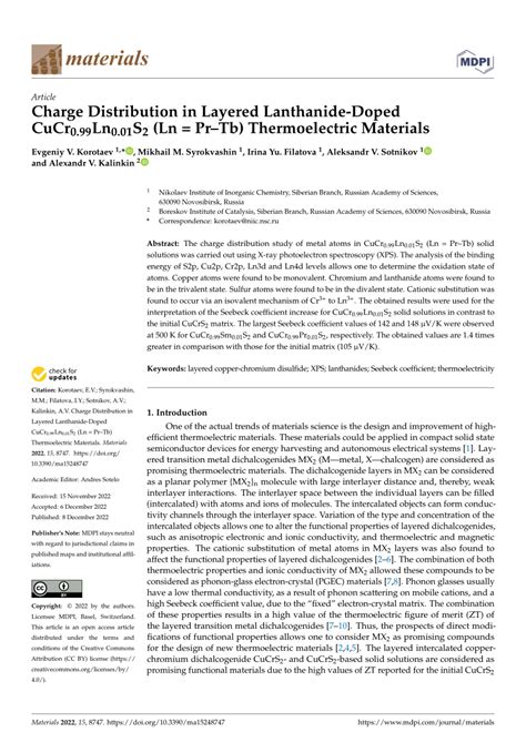 Pdf Charge Distribution In Layered Lanthanide Doped Cucr0 99ln0 01s2 Ln Pr Tb
