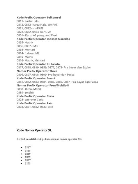 Kode Prefix Operator Pdf Bisnis Komputer