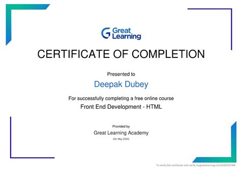 Deepak Dubey On Linkedin Completed My Html Course By Great Learning