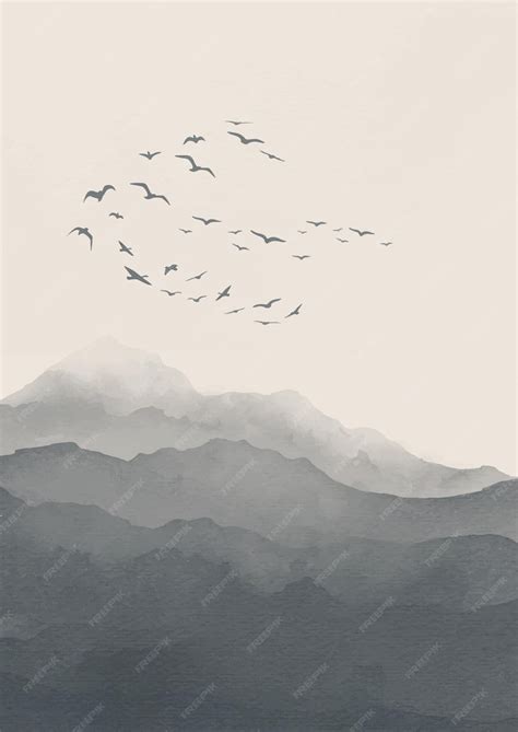 전통적인 일본 테마 수채화 스타일의 추상 풍경 배경 무료 벡터