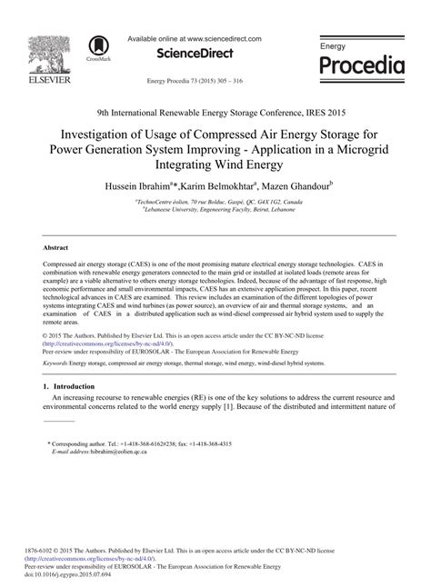 Pdf Investigation Of Usage Of Compressed Air Energy Storage For Power