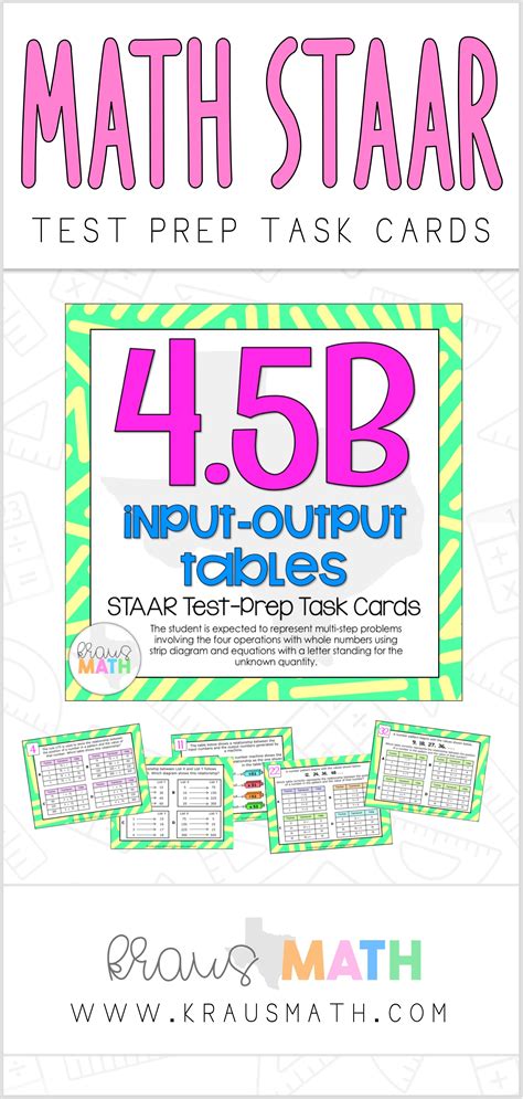 45b Input Output Tables Staar Test Prep Task Cards Kraus Math