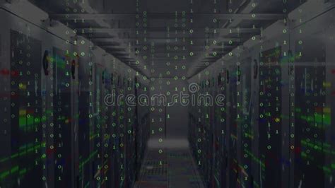 Binary Code Animating Over Server Racks In Data Center Environment Stock Video Video Of