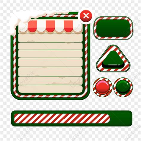 크리스마스 일러스트 빨간색과 흰색 줄무늬 테두리 게임 테마 인터페이스장식교육 Png 일러스트 무료 다운로드 Lovepik