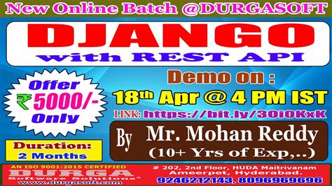 django with rest api online training durgasoft youtube