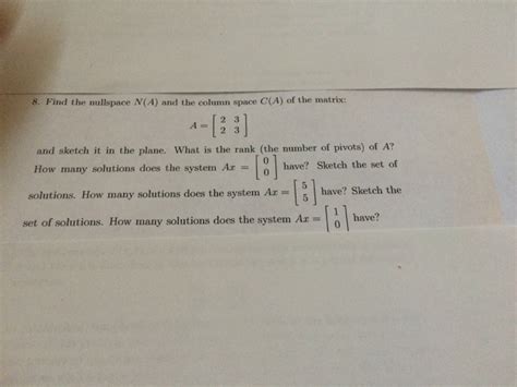 Solved Find In Nullspace Na And The Column Space Ca Of