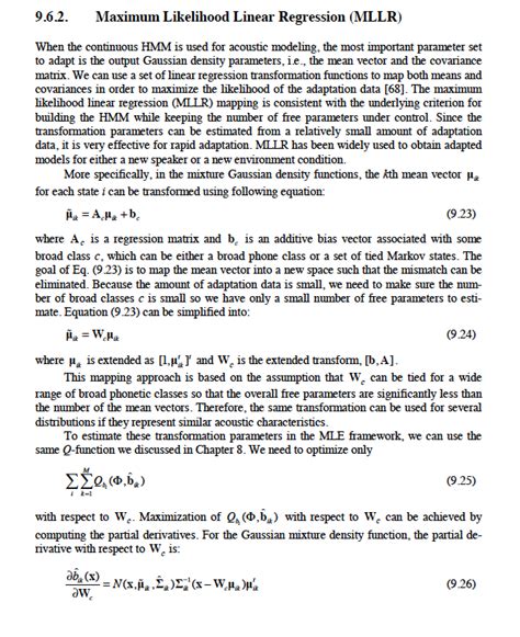 962 Maximum Likelihood Linear Regression Mllr