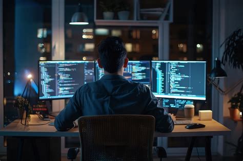 Premium Photo Skilled Software Developer Working With Ai Analysis