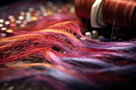 Detail Shot Of Threads Being Woven Into Fabric Premium Ai Generated Image