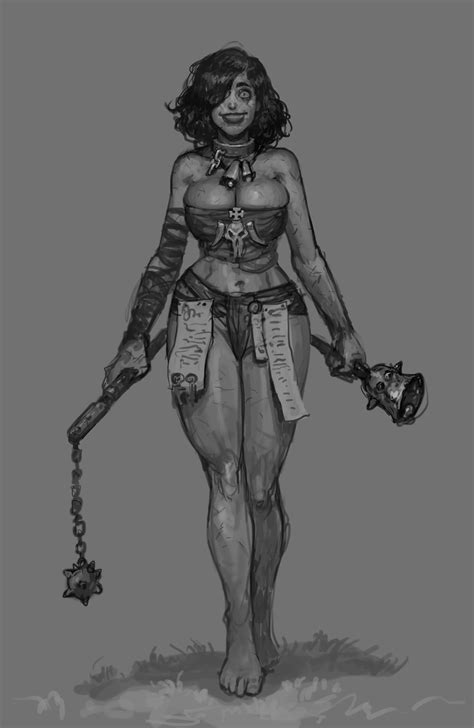 Rule 34 1girls Arm Wraps Barefoot Bell Bell Collar Black And White Black Hair Breasts Collar