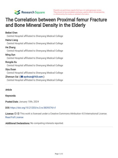 The Correlation Between Proximal Femur Fracture An Pdf