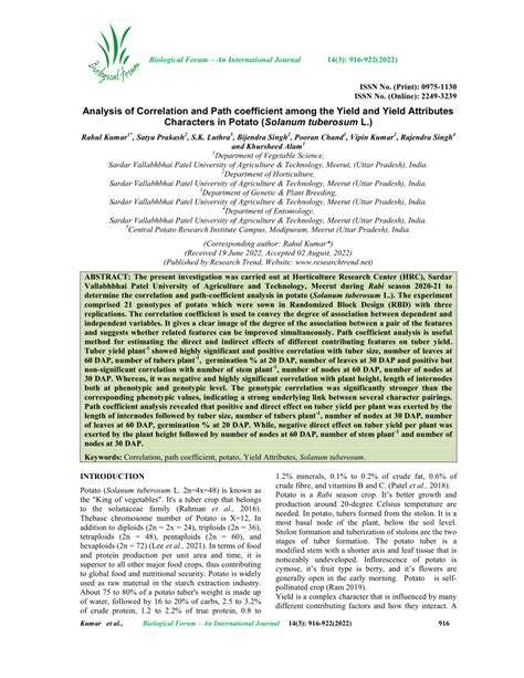 Pdf Analysis Of Correlation And Path Coefficient Among The Yield And Yield Attributes