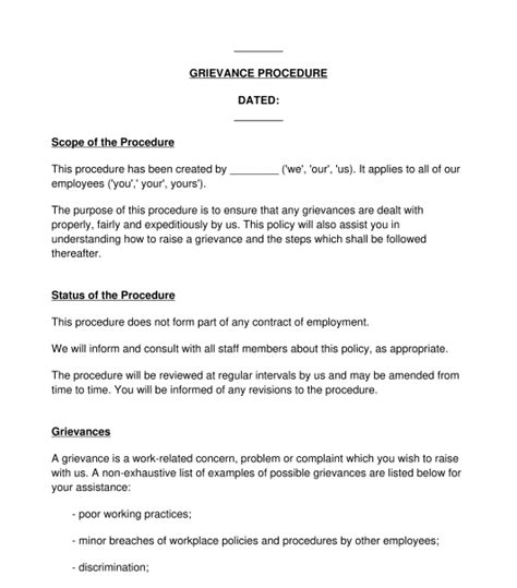 Grievance Procedure Template