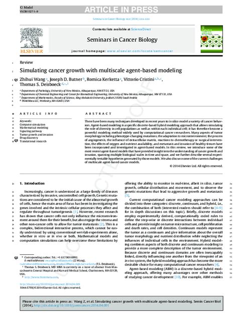 Pdf Simulating Cancer Growth With Multiscale Agent Based Modeling