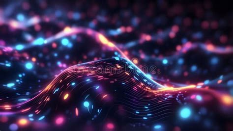 3d Rendering Of Abstract Particles Wave With Depth Of Field And Bokeh