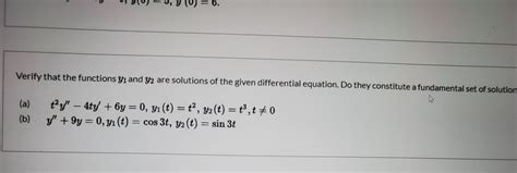 Solved Verify That The Functions Yi And Y2 Are Solutions Of
