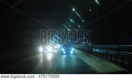 Cars On Night Road Image And Photo Free Trial Bigstock