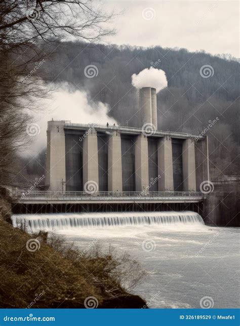 Hydroelectric Power Water Evacuating Station Dam Industrial Floodgate Structure River Motion