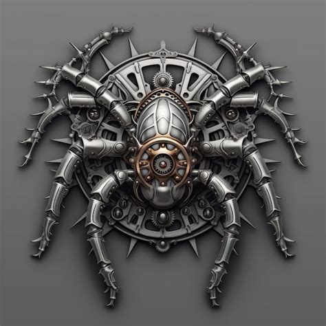 Premium Photo A Metal Spider With A Clock Face On Its Back Generative Ai Image