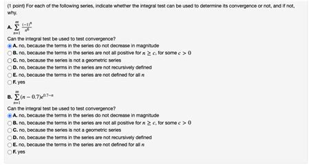 Solved A N 1n6 1 N Can The Integral Test Be Used To Test Chegg Com