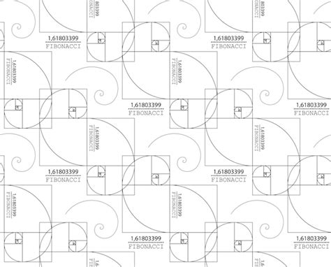 Premium Vector Seamless Pattern Of Fibonacci Sequence Spirals Golden
