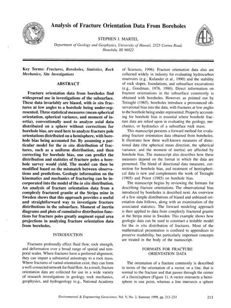 Fracture Orientation From Borehole Pdf